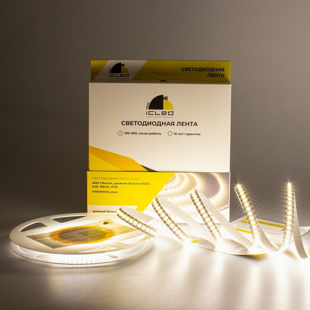 Светодиодная лента Class Premium, 2835, 176 led/m, day white, 24V, IP33, RN11