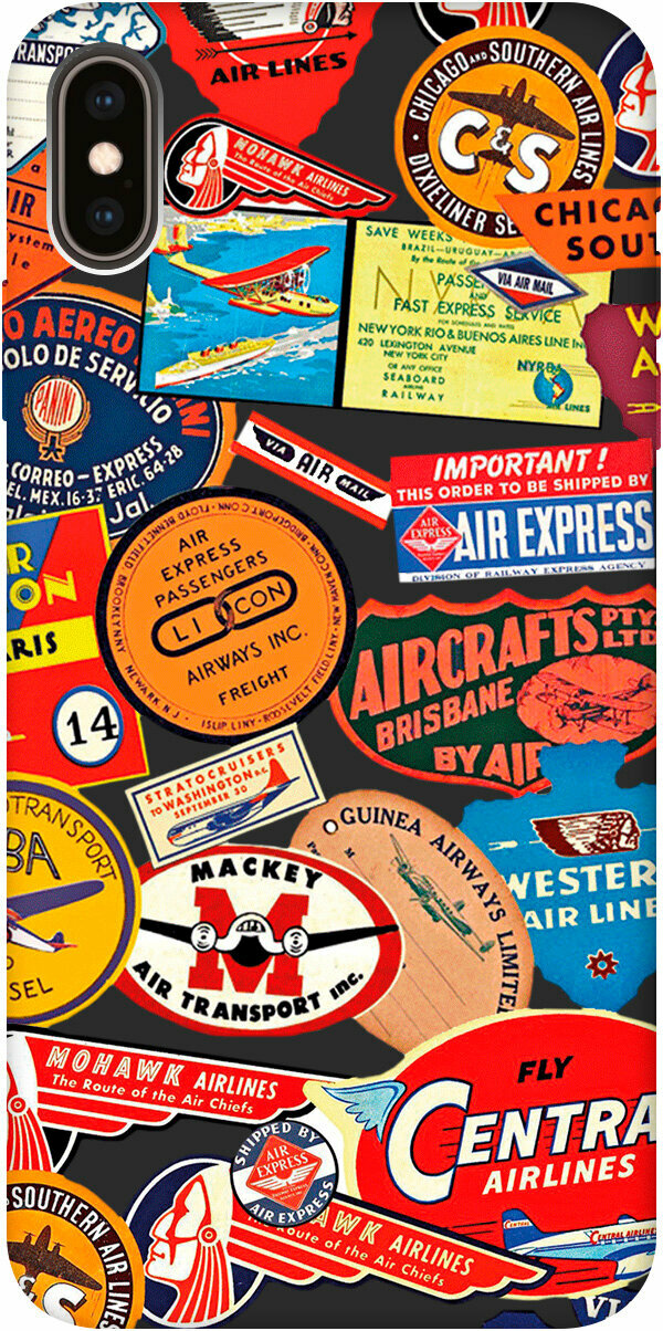 Силиконовый чехол на Apple iPhone XS Max / Эпл Айфон Икс Эс Макс с рисунком "US Aviation" Soft Touch черный