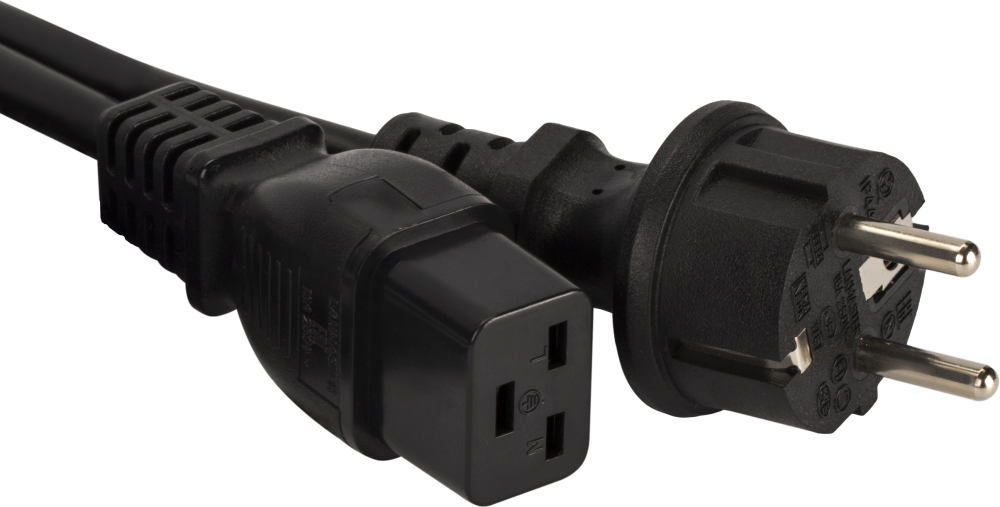 Кабель питания Schuko - C19, 0.5м, Lanmaster (LAN-PP19/SH-0.5-BK)