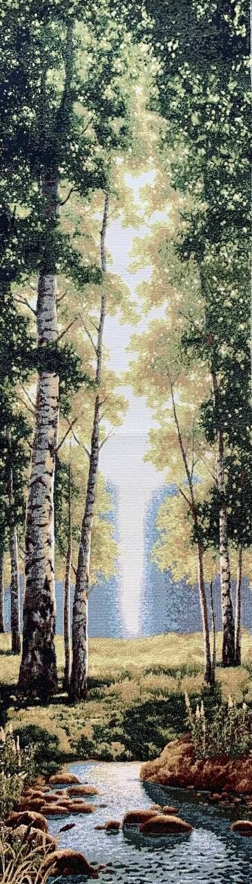 Гобелен, гобелен без рамы 32х105 см / "Зелёный лес"