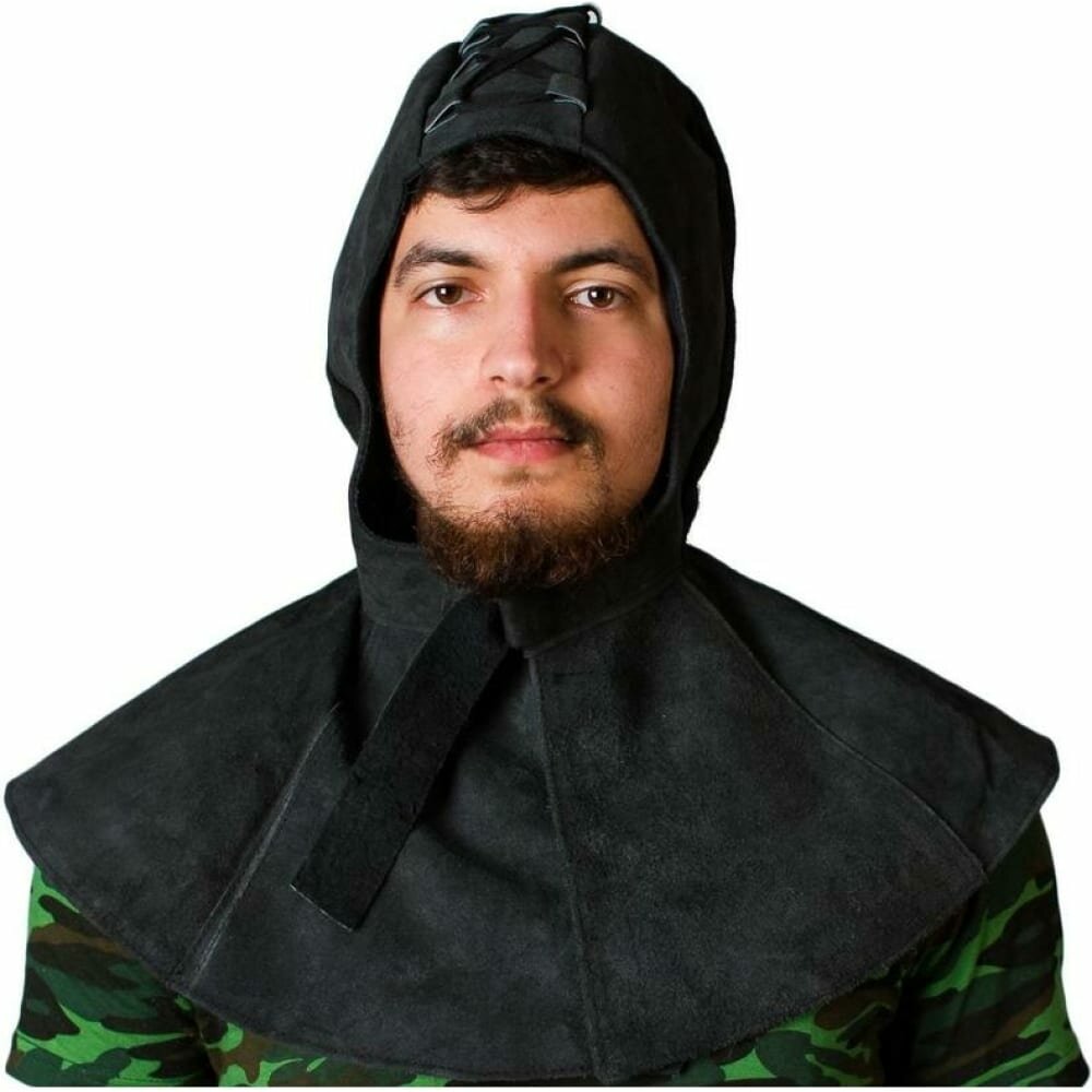 Спилковый подшлемник ООО Комус черный 1413919, универсальный аксессуар для крепления под шлем, изготовлен из спила