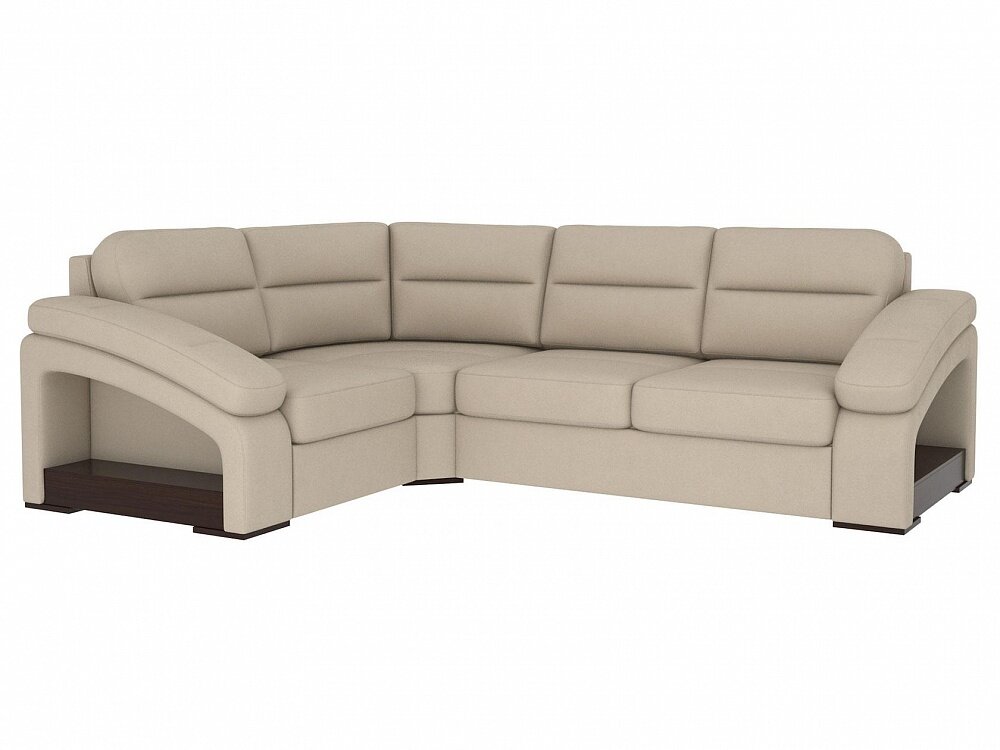 Угловой диван Рокси У Песочный Замша Левый, дельфин, 287х210х98 см, с ящиком для белья