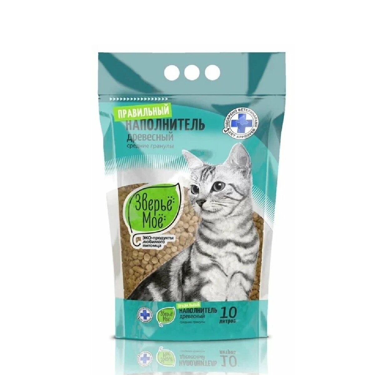 Зверьё моё Наполнитель древесный средние гранулы 10л*2,8кг