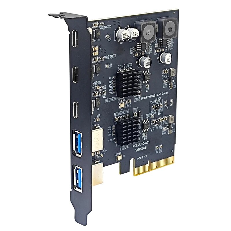Новая PCI Express X4 до 3 портов типа C + 2 порта USB3.2 Gen2 10 Гбит/с адаптер ASM3142 + VL822 чип PCIE USB Расширительная карта концентратор USB 3,2