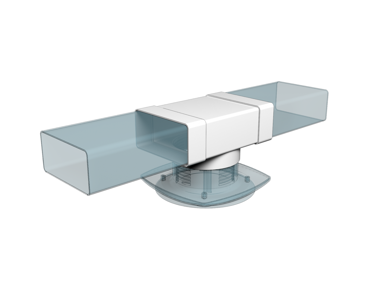 620ТФ16П Соединитель Т-обр. пластик, плоских воздуховодов 60х204 с выходом на фланц. воздухор. D160