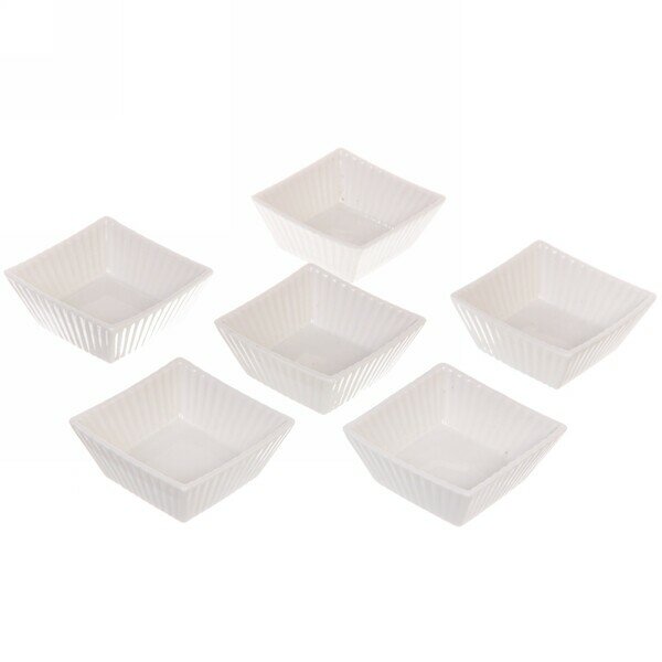 Набор соусников Magic White 6 шт "Квадрат" ребристый 100 мл, керамика