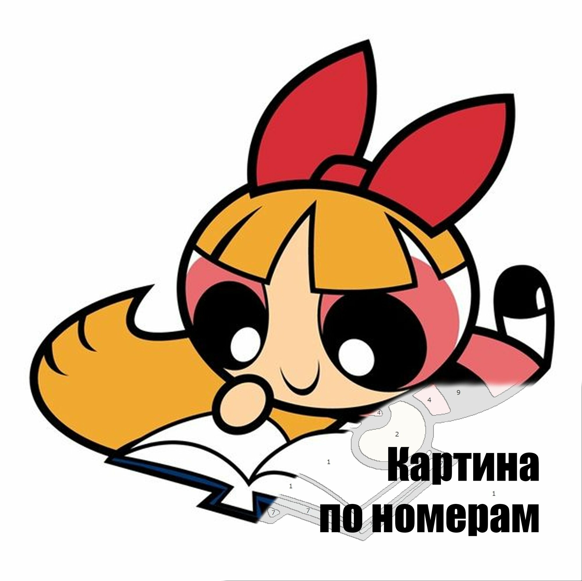 Картина по номерам на дереве 23х23 см - Powerpuff Girls - Цветик