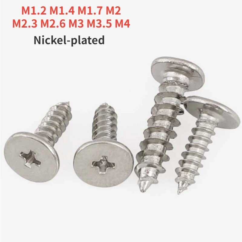 Никелированные саморезы по дереву из углеродистой стали M1.2-M4