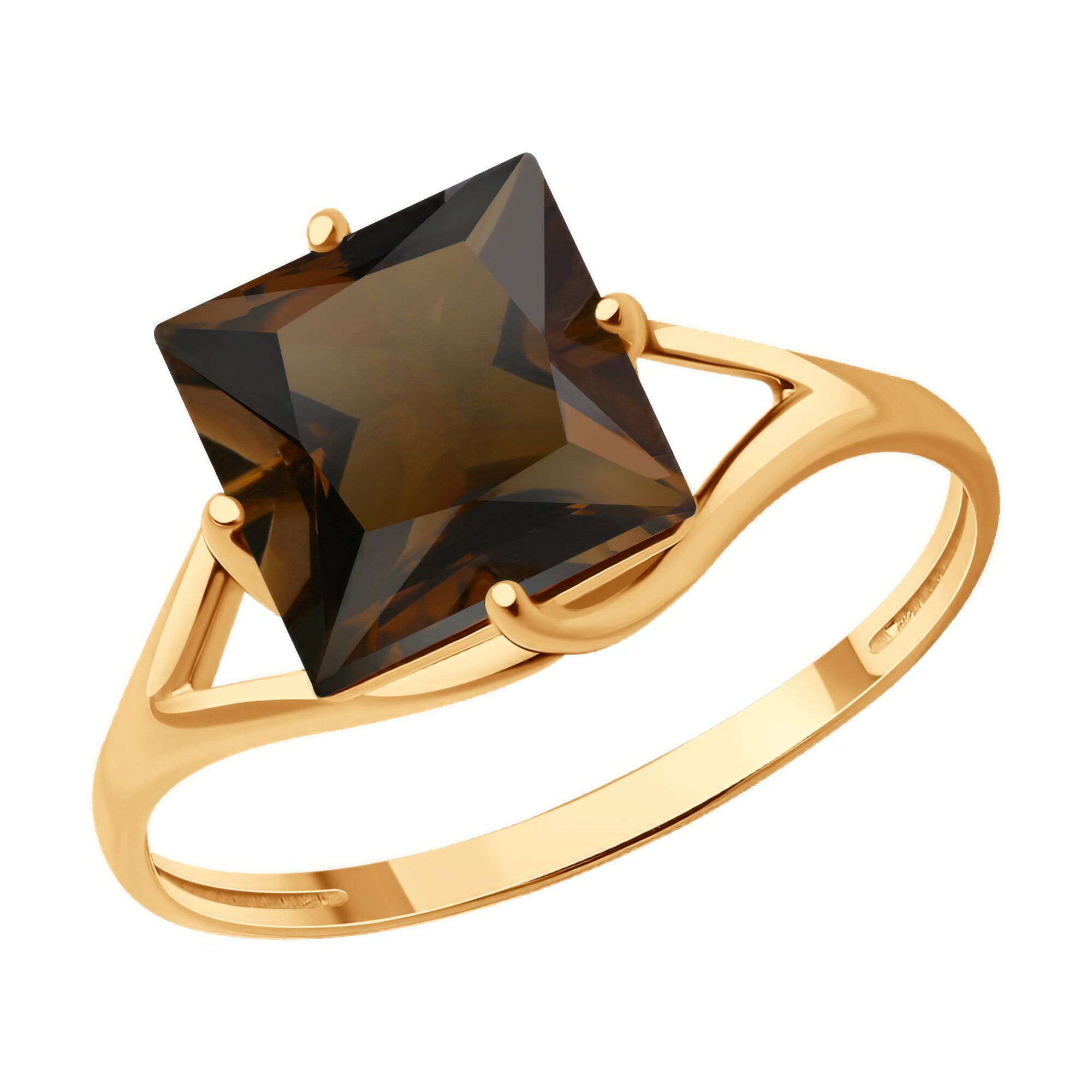 Кольцо, красное золото, 585 проба, раухтопаз