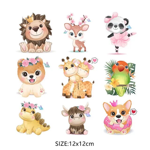 Термопереносные наклейки с животными 12x12см Коричневый, J-176-81