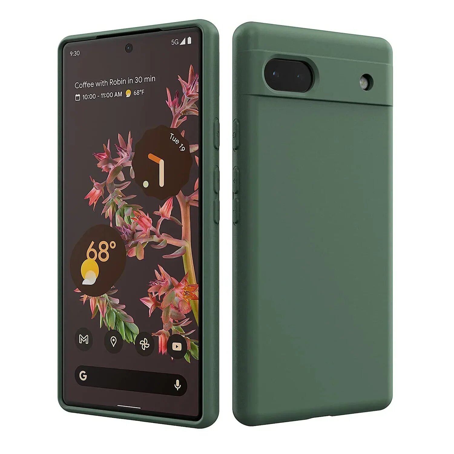 Чехол для Google Pixel 8A, темно-зеленый, жидкий силикон