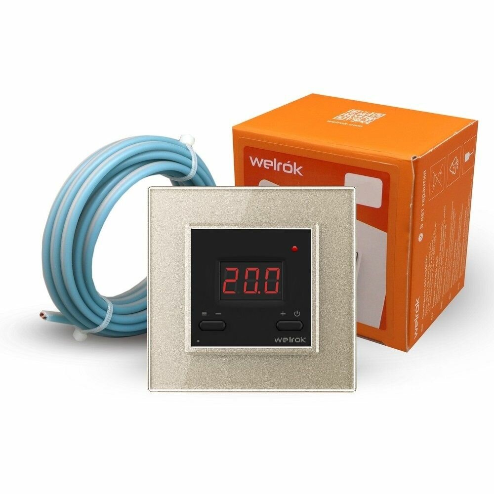 Умный термостат Welrok AZ Wi-Fi для теплого пола, черный встраиваемый в рамку Livolo, сенсорное управление, датчик 3 м
