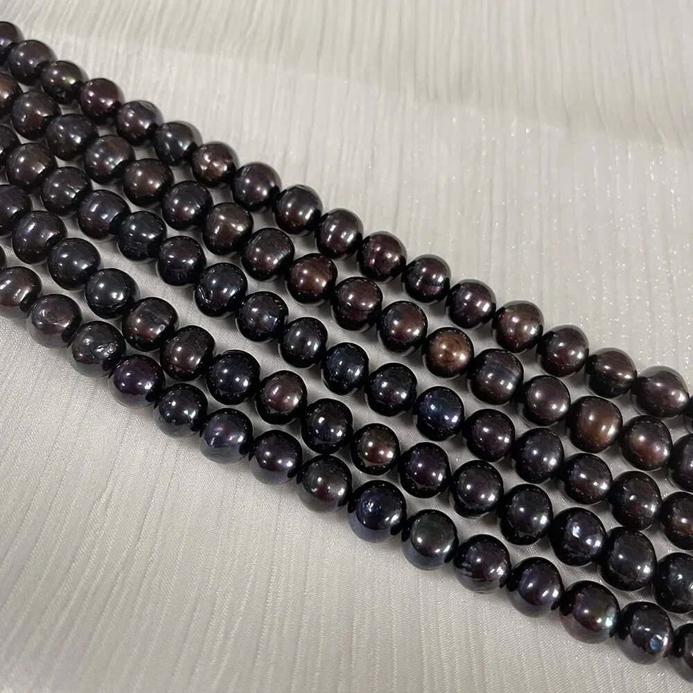 Черный натуральный пресноводный жемчуг 10-11 мм бусины