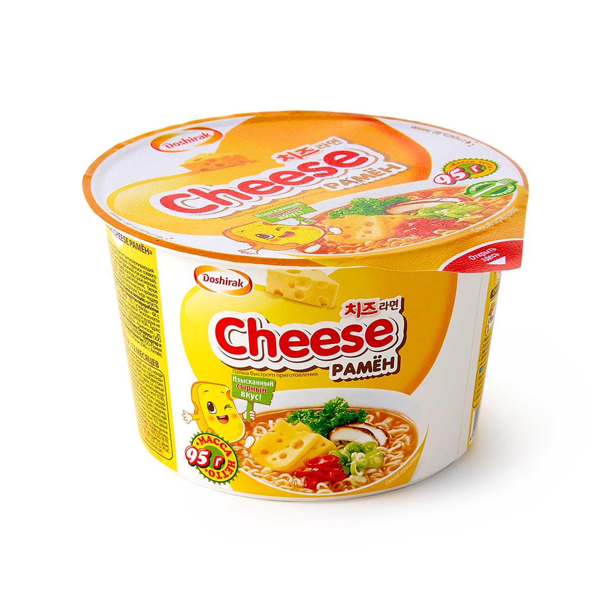 Лапша Doshirak Cheese рамён, с сырным вкусом, 95 грамм, пластиковый контейнер