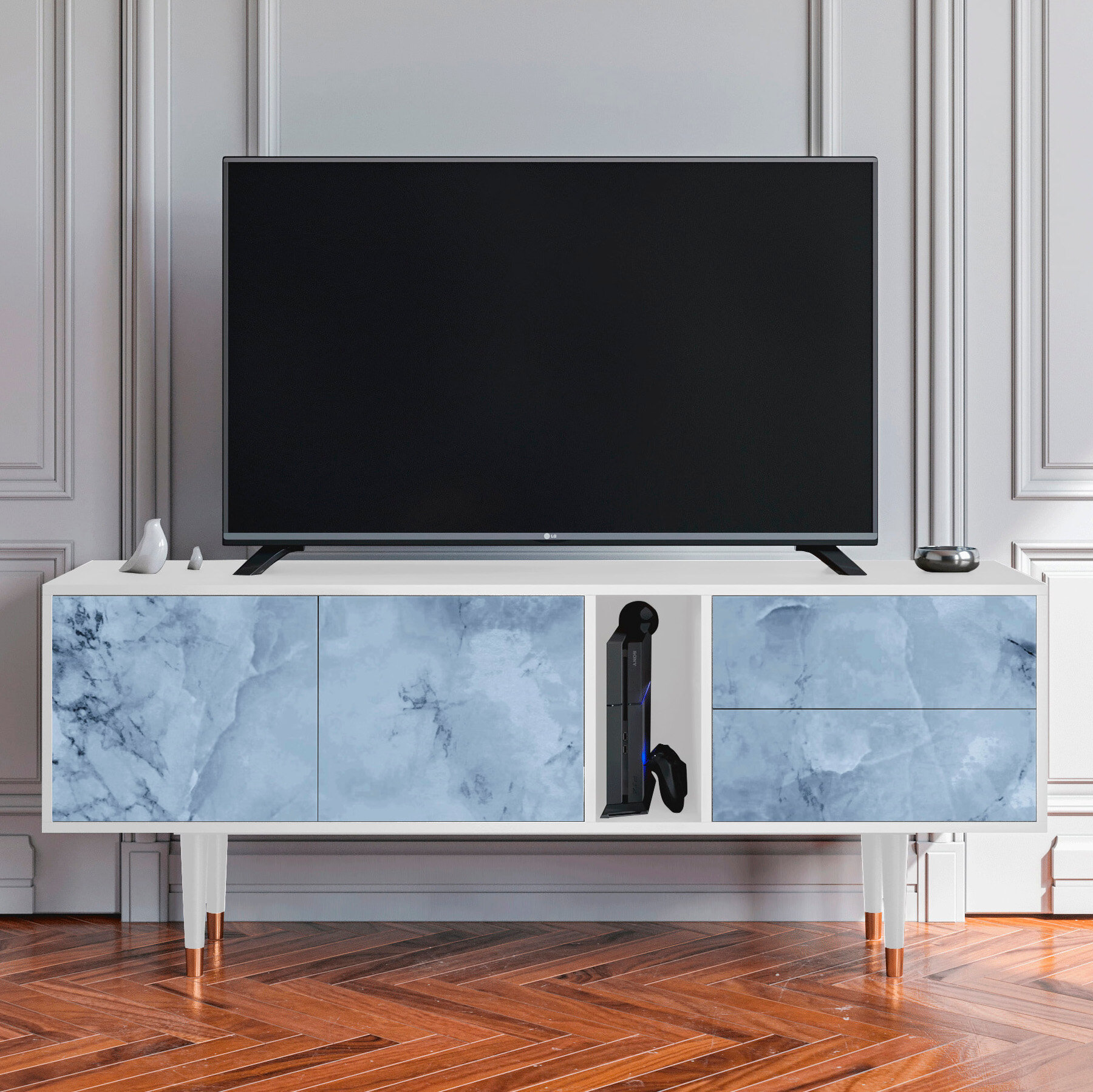 ТВ-Тумба - STORYZ - T1 Feather Ice, Размер - 170 x 69 x 48 см, Цвет корпуса - , Белый