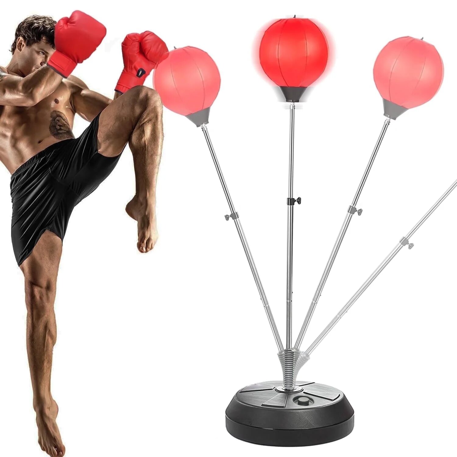 Боксерская груша для взрослых, отдельно стоящий боксерский комплект с перчатками, регулируемая по высоте боксерская груш
