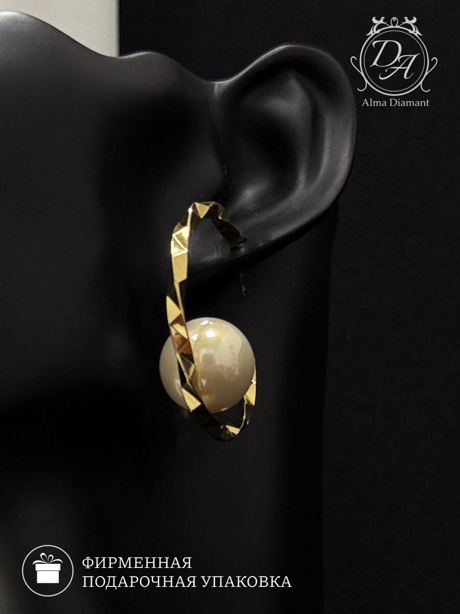 Серьги конго, жемчуг имитация