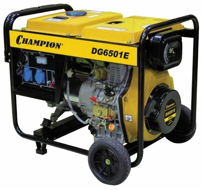 Генератор дизельный CHAMPION DG6501E Максимальная мощность - 5,5 кВт Номинальная мощность - 5 кВт Тип стартера - Ручной, Электро