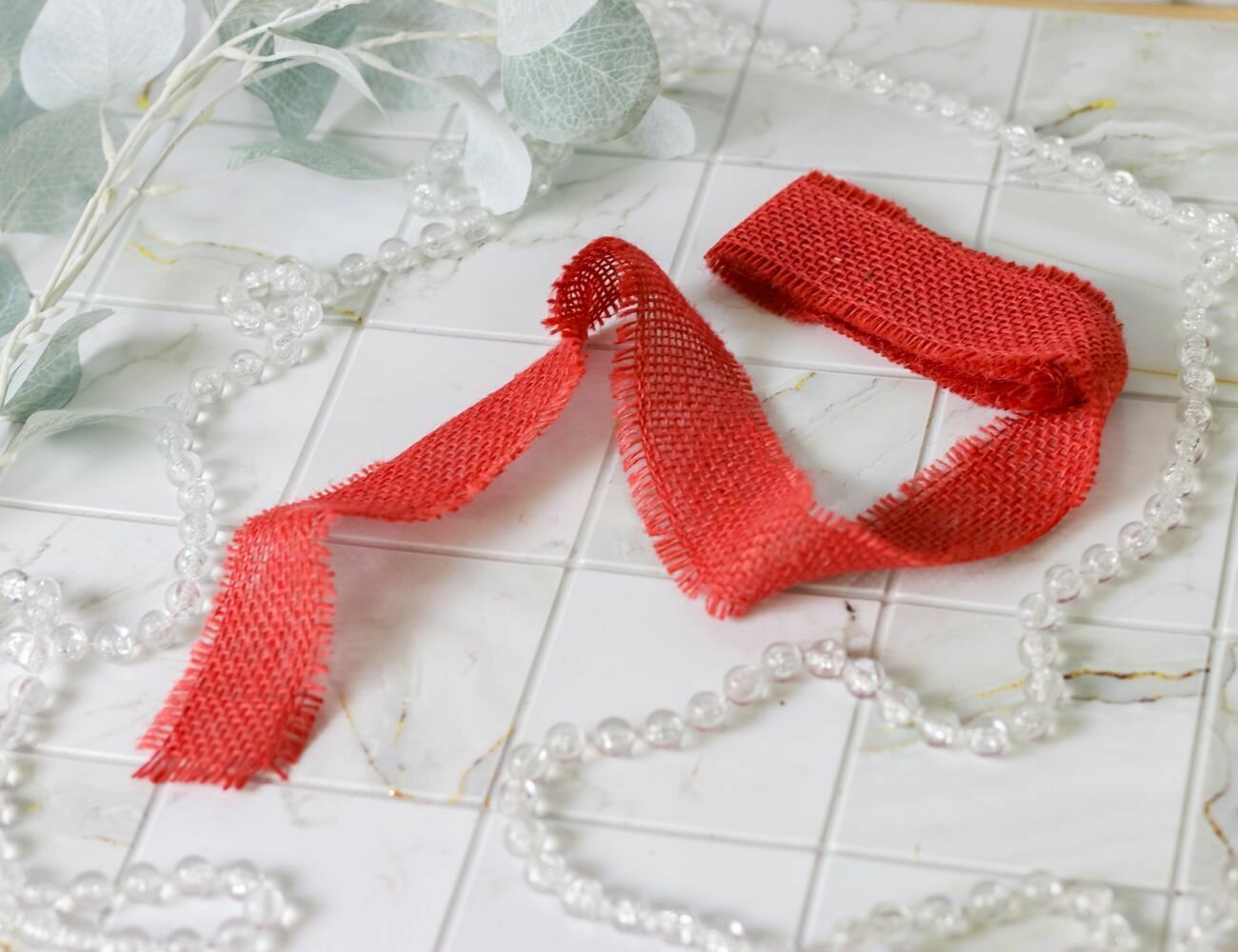 Лента для декорирования рогожка, джут, красная, 5х200 см, Koopman International CAA811970-1