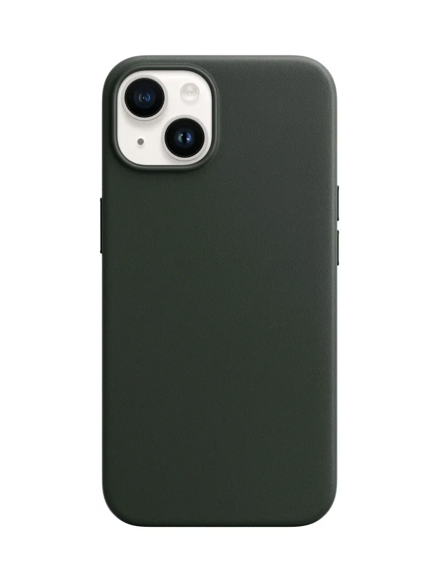 Кожаный чехол Магсейф для iPhone 15 Forest Green / Анимация NFC / Leather Case Магсейф для Айфон 15 / Зеленый