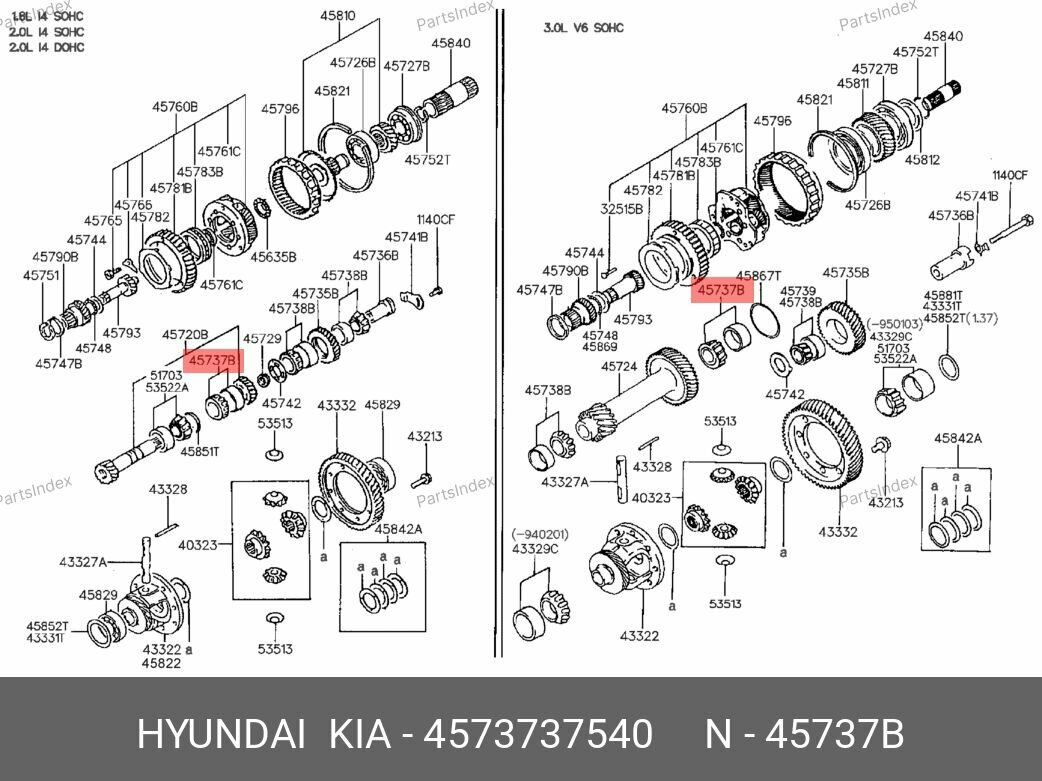 Подшипник дифференциала, HYUNDAI/KIA/MOBIS 4573737540