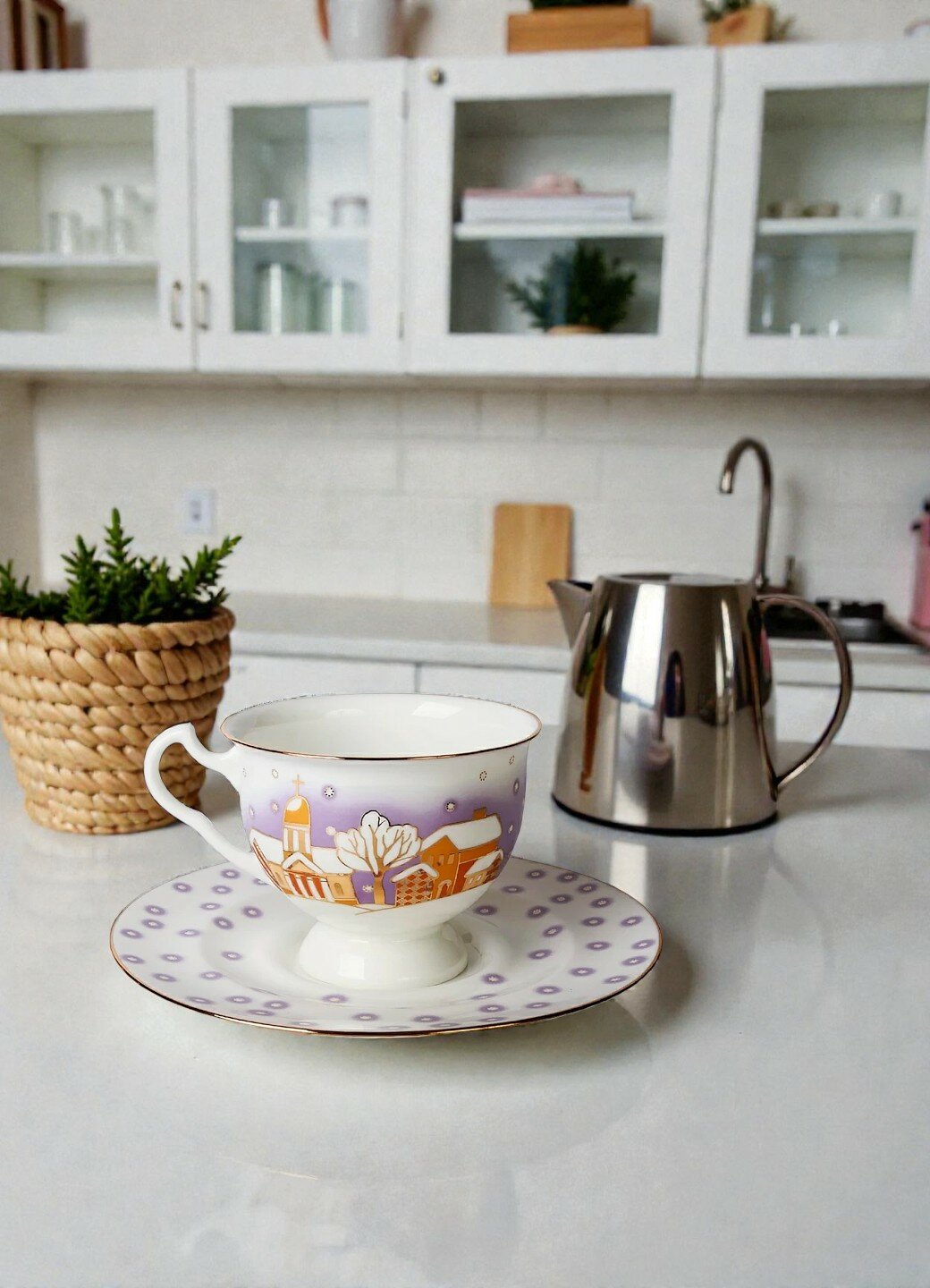 Чашка с блюдцем "Снегопад" форма Айседора, 240 мл, Императорский фарфоровый завод