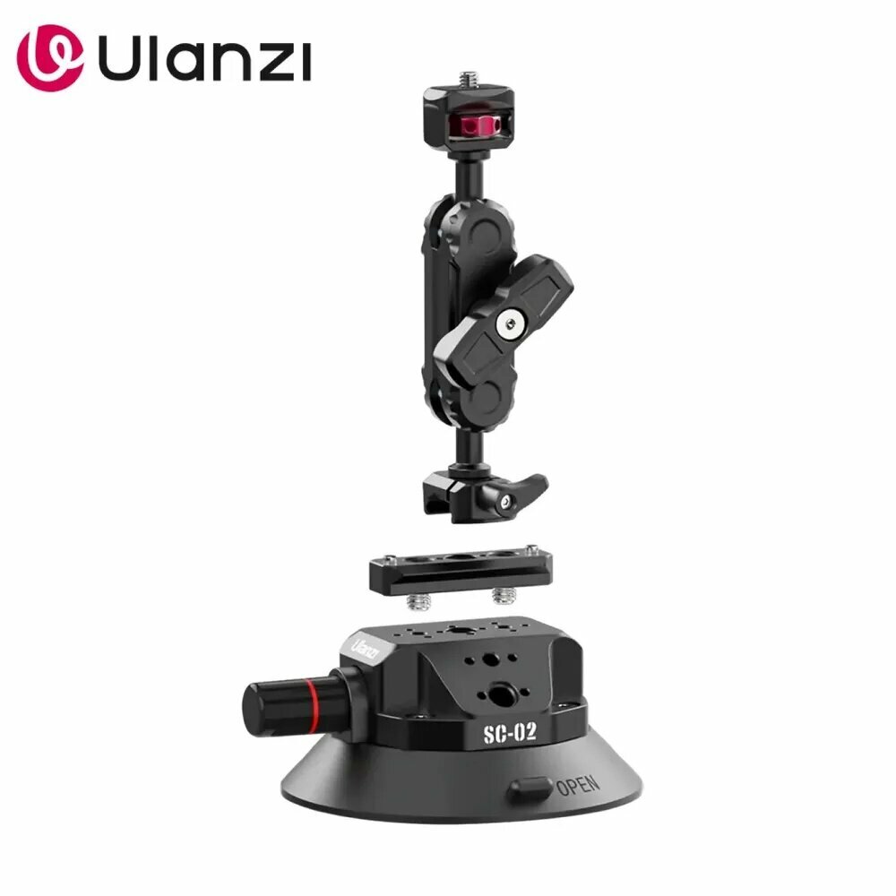 Вакуумная присоска Ulanzi SC-02 с креплением Magic Arm / Кронштейн держатель на присоске для Камеры / Телефона /