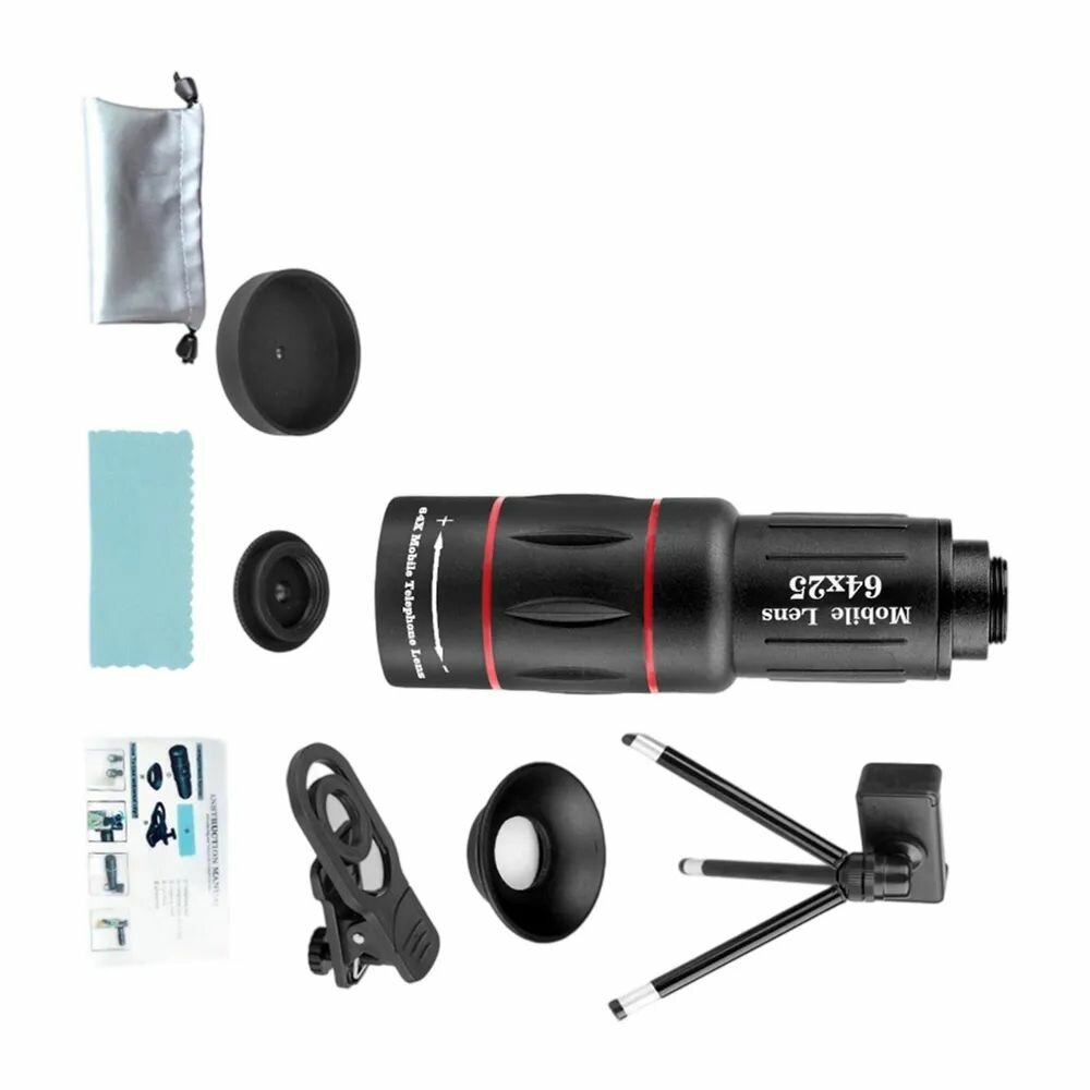 Фотообъектив 18/28/36/64-кратный телеобъектив для большинства смартфонов снимающих видео