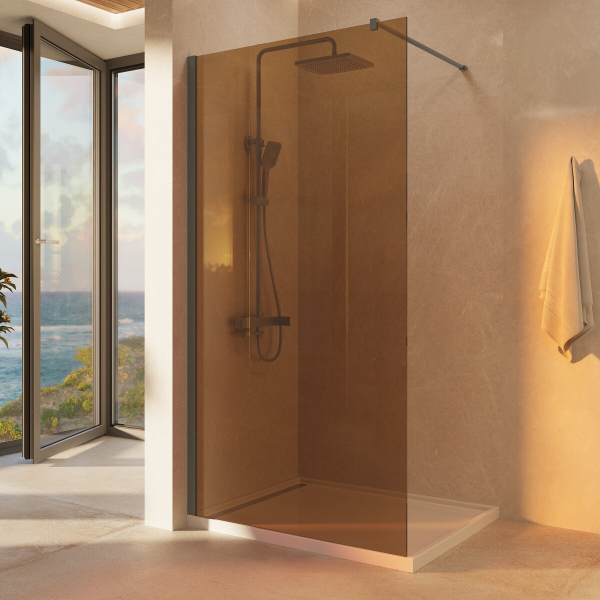 Душевая перегородка Vincea Walk-In 200х90 VSW-1H900GSGM вороненая сталь