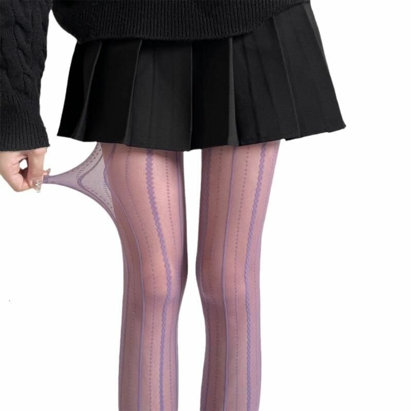 Чулки с вертикальным кружевом в стиле ретро palace twist маленьким низом-фиолетовый