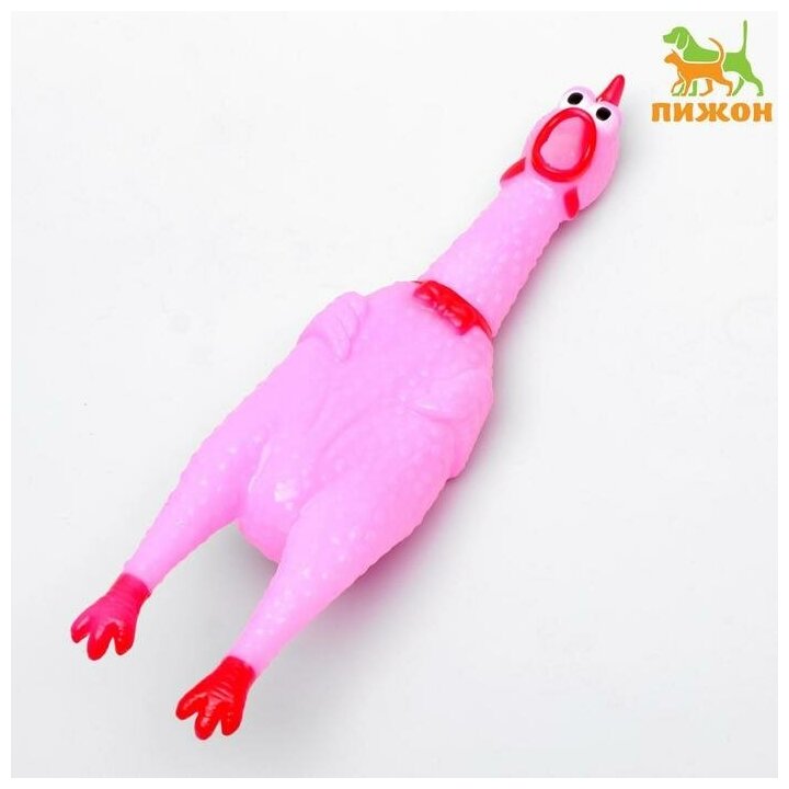 Игрушка пищащая "Задумчивая курица" для собак, 28 см, розовая