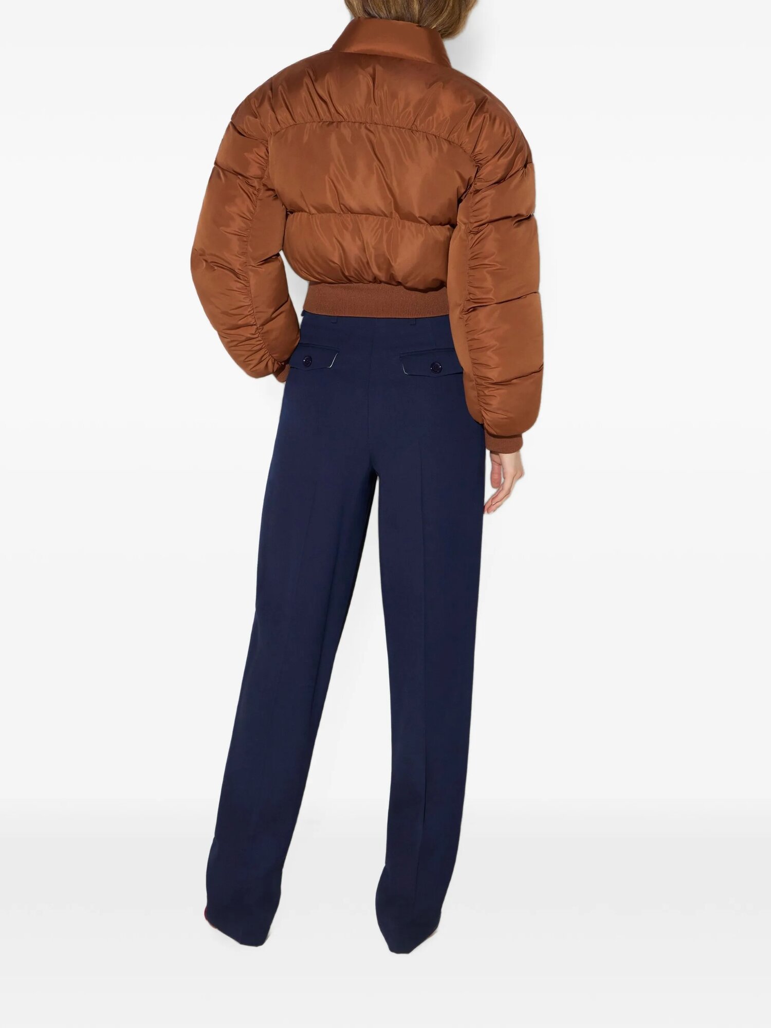 Куртка Elisabetta Franchi Down jacket in voile fabric, размер 42, brown — фото 1