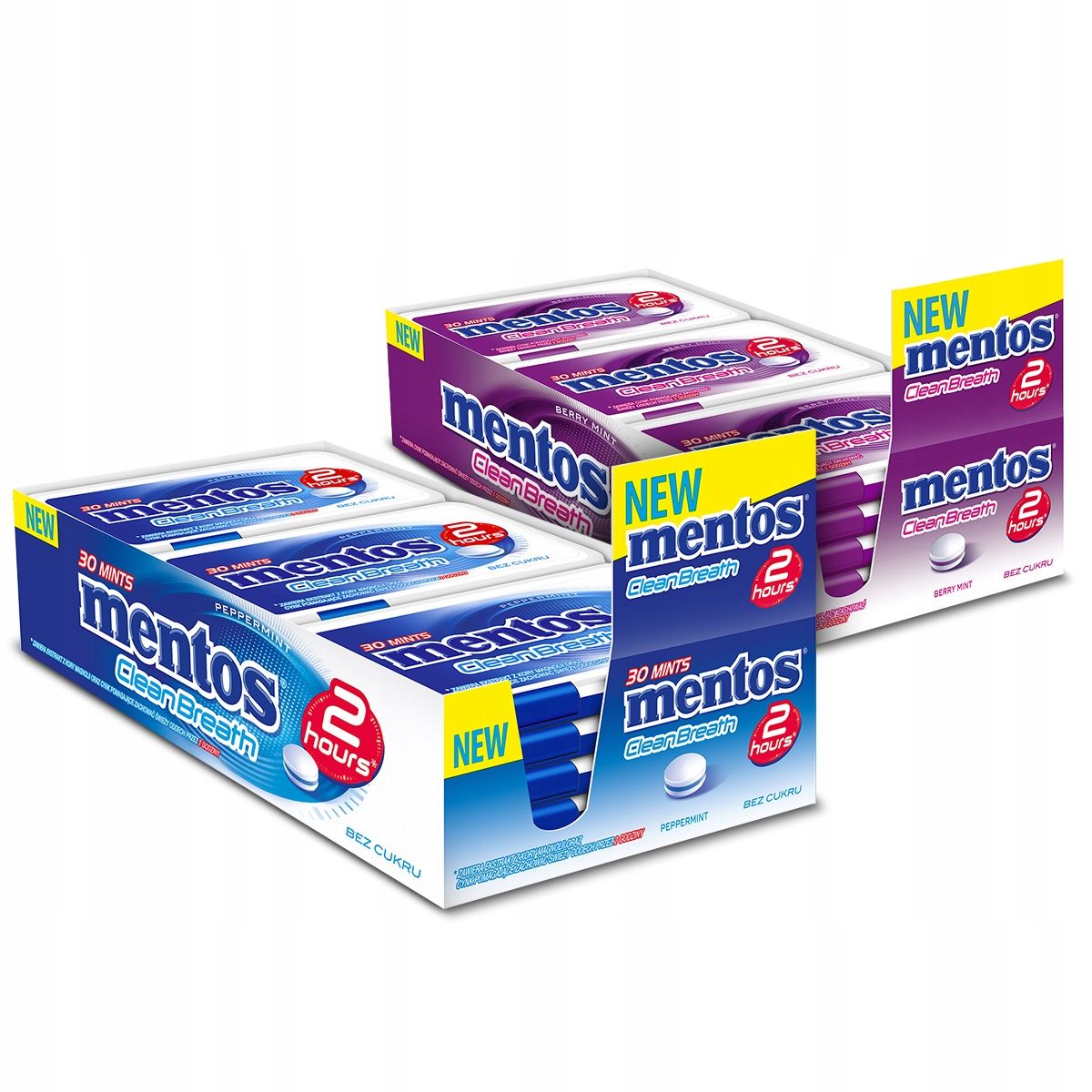 Леденцы Mentos Clean Breath: мятный и ягодный вкус, без сахара, 24х21 г - 5907447608576