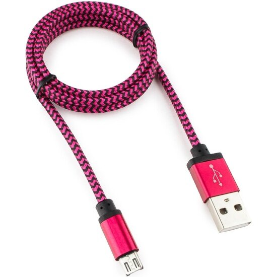 Кабель USB2.0 Cablexpert CC-mUSB2pe1m, AM/MicroUSB, медь, нейлон. оплетка, алюмин. разъемы, Pro, 1м, пурпурный