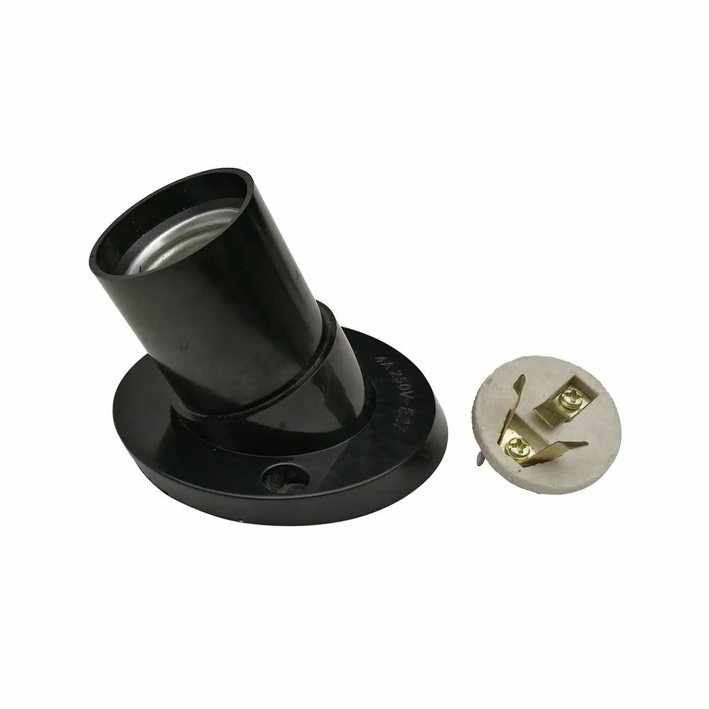 Патрон Е27, карболитовый, настенный, наклонный, черный