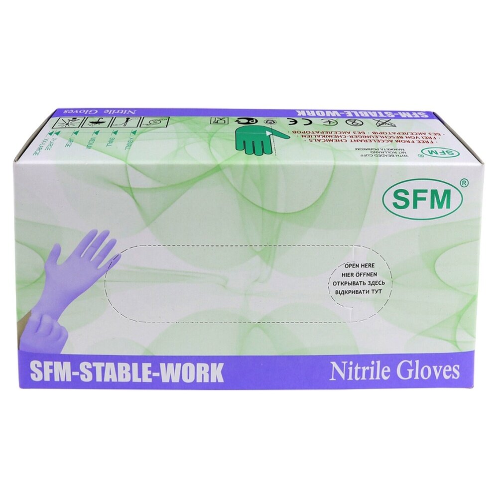 Перчатки нитриловые SFM смотровые, Stable-Work, 50 пар, размер S