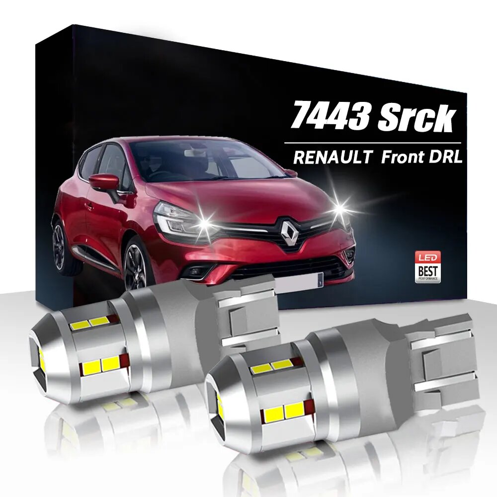 VANSSI 2 шт. T20 W21/5 Вт 7443 Srck светодиодные лампы для RENAULT Logan/Sandero/Duster передние дневные ходовые огни/позиционирование 6000K белый Logan front DRL, White