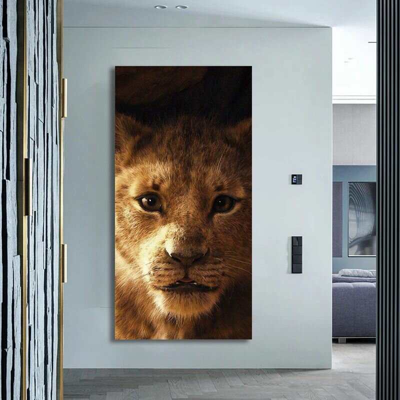 Картина "Лев, львенок, семья львов", 40x80 см, поп-арт, на холсте