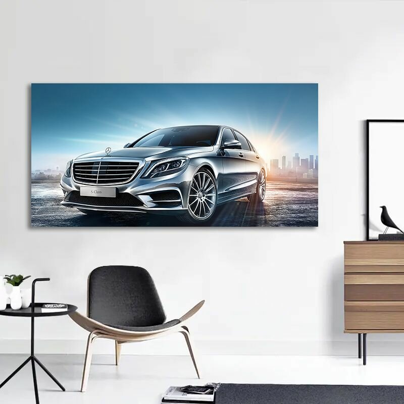 Картина "Мерседес", на подрамнике, холст, экочернила, 40x80 см