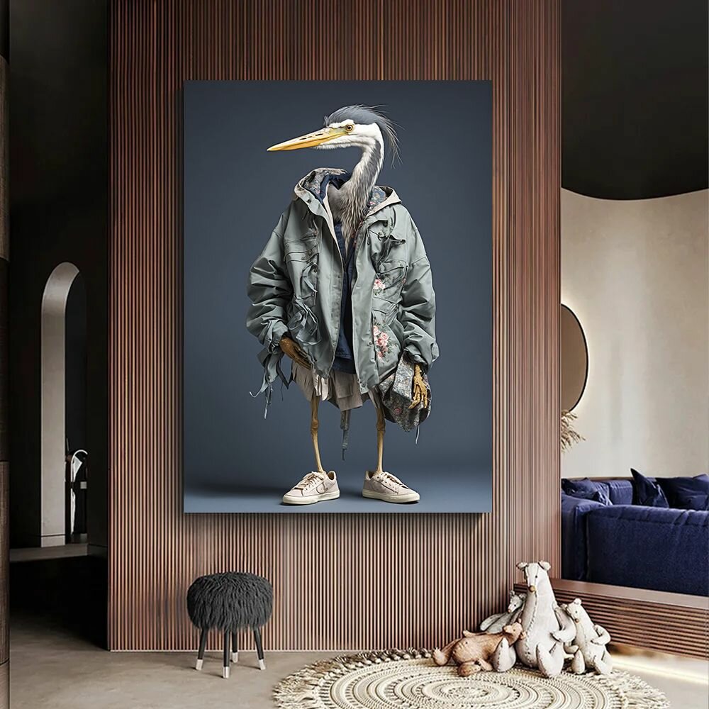 Картина ВсеКартины. Тут "Цапля", на холсте, на подрамнике, дерево, 30x40 см