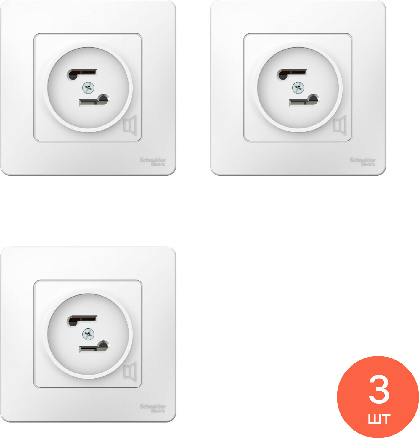 Розетка антенная Systeme Electric / Систэм Электрик Blanca 4-2150Гц IP20 BLNPS000011, 1 место моноблок, FM оконечная, цвет белый / электроустановочное оборудование (комплект из 3 шт)