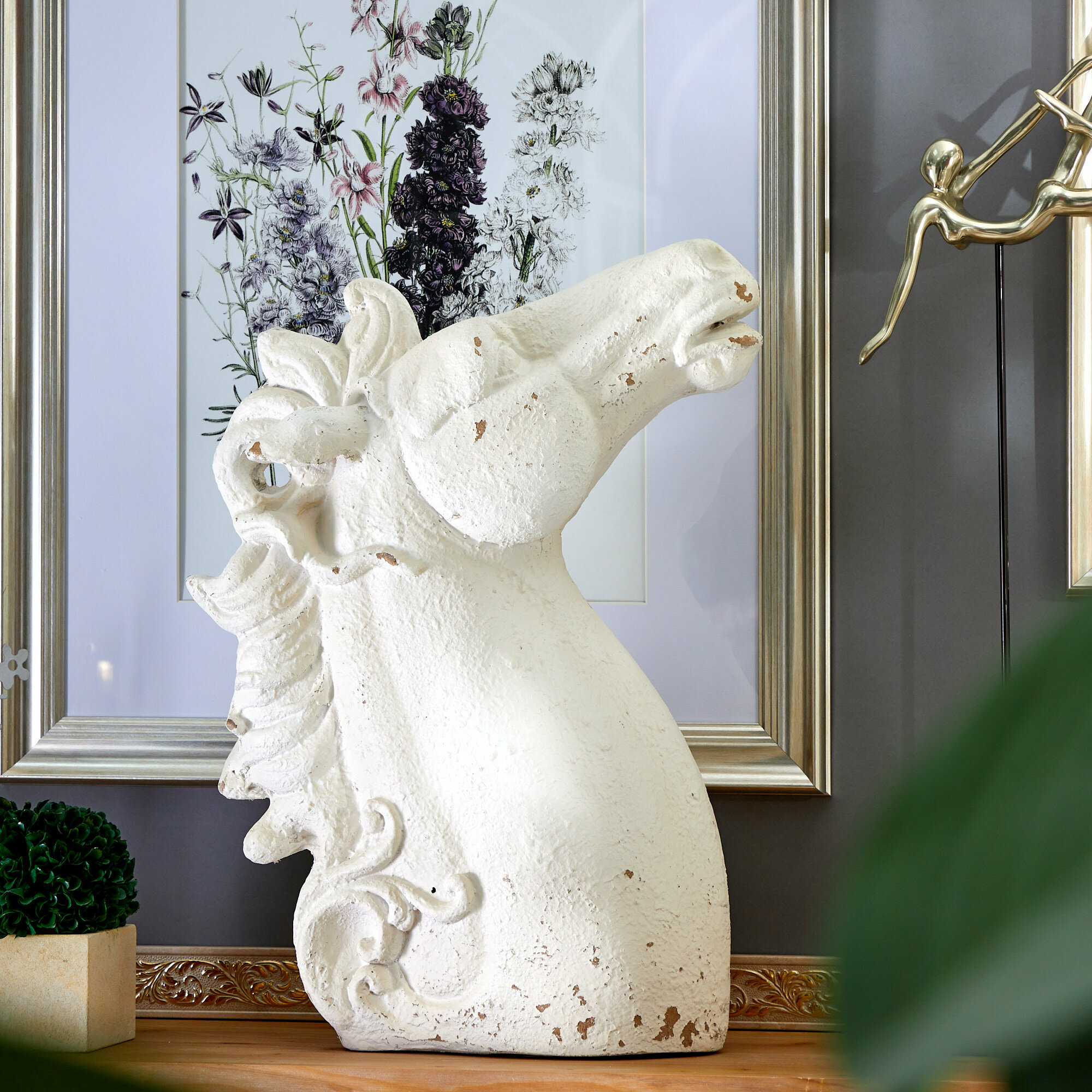 62-036 Декор Голова лошади 36х16х52см, Полисмолы, бежевый, Glasar