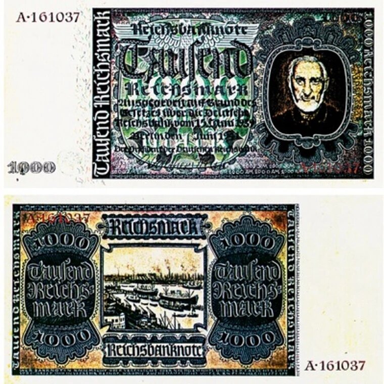 Проект 1000 рейхсмарок 1941 Германия, сувенирная копия, банкноты и купюры редкие коллекционные