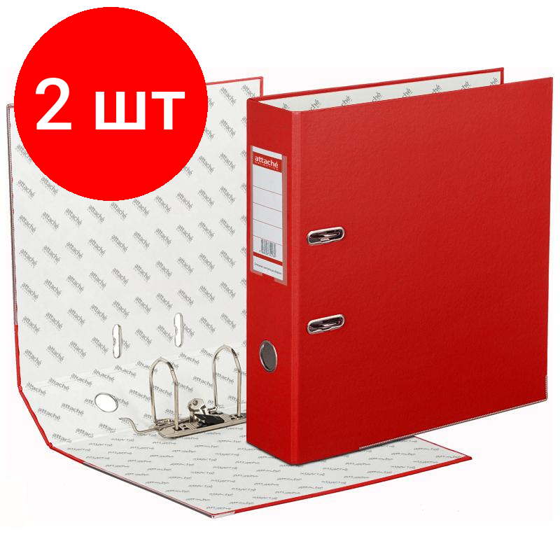Комплект 2 штук, Папка-регистратор ECONOMYPLUS 80мм, красн, ПБП1, карм. ко, мет. уг