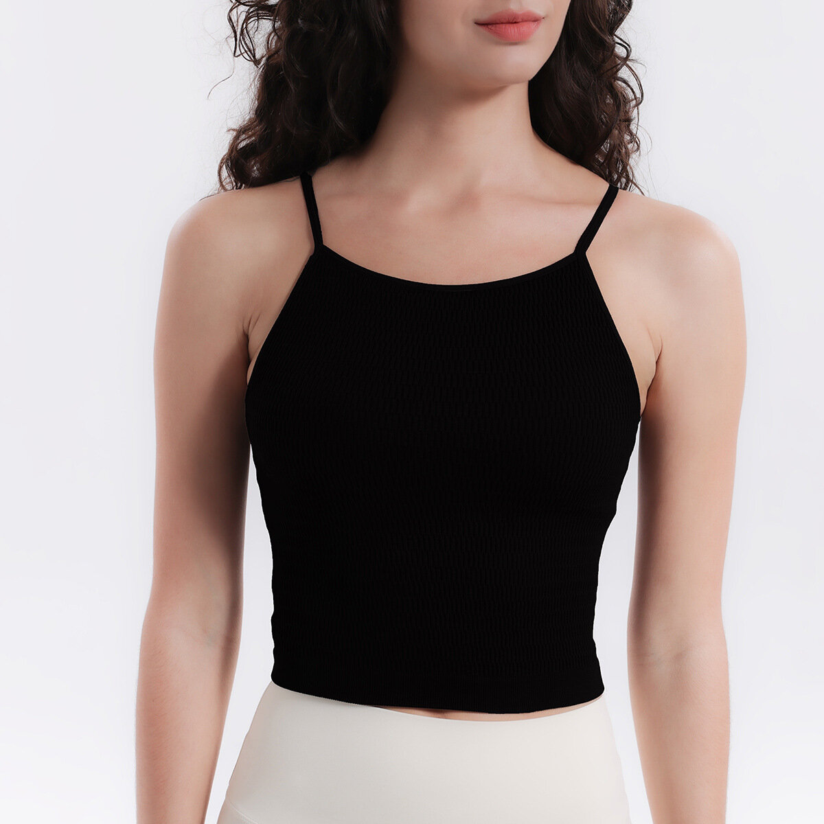 Спортивное нижнее белье Lulu, для йоги, с чашечкой, бесшовное, очаровательный черный, размер L