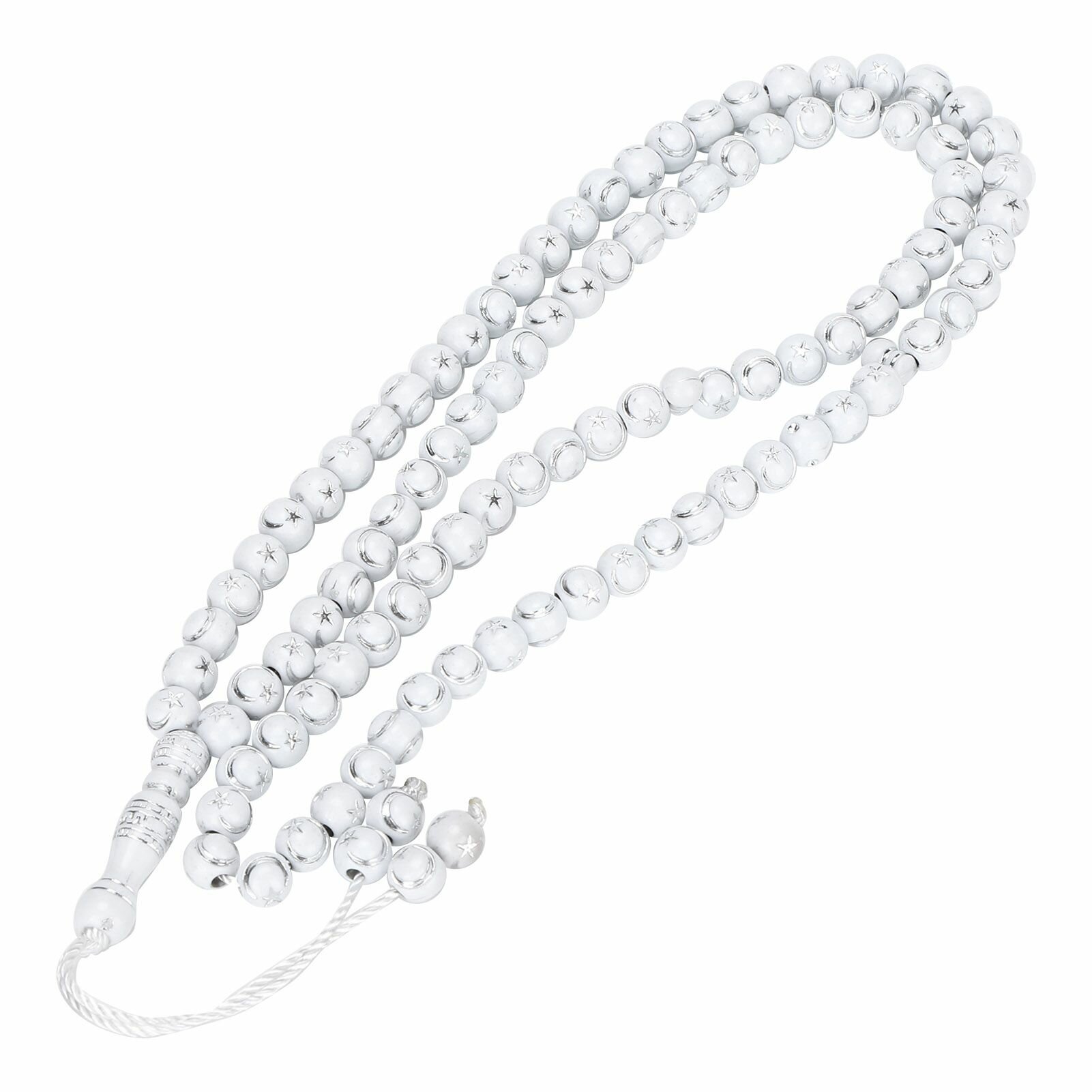 Мусульманские четки 99 гран, исламский молитвенный инструмент, позолоченная смола, религиозный тасбих, мисбаха для поклонения и медитации, белые