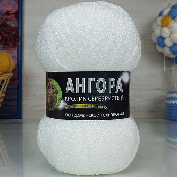 Пряжа Color City ангора кролик серебристый 2001 белый (5 мотков)