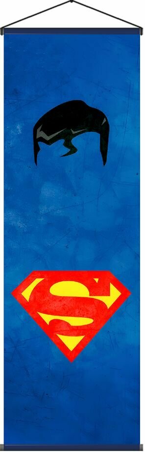 Вертикальный двухсторонний флаг супергероя 150х50 см на блэкауте