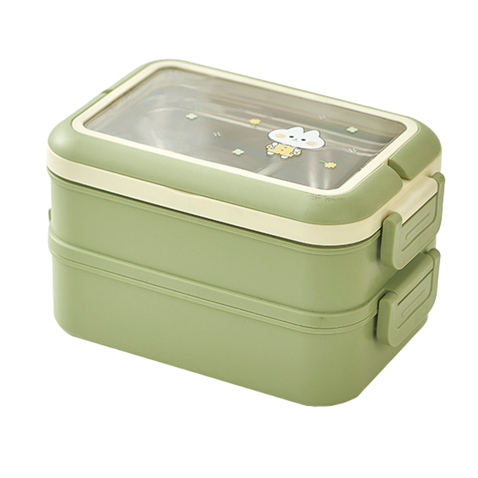Изолированная ланч -коробка из нержавеющей стали несколько отсеков модные безопасные из нержавеющей стали Bento Box для студентов Kids Green