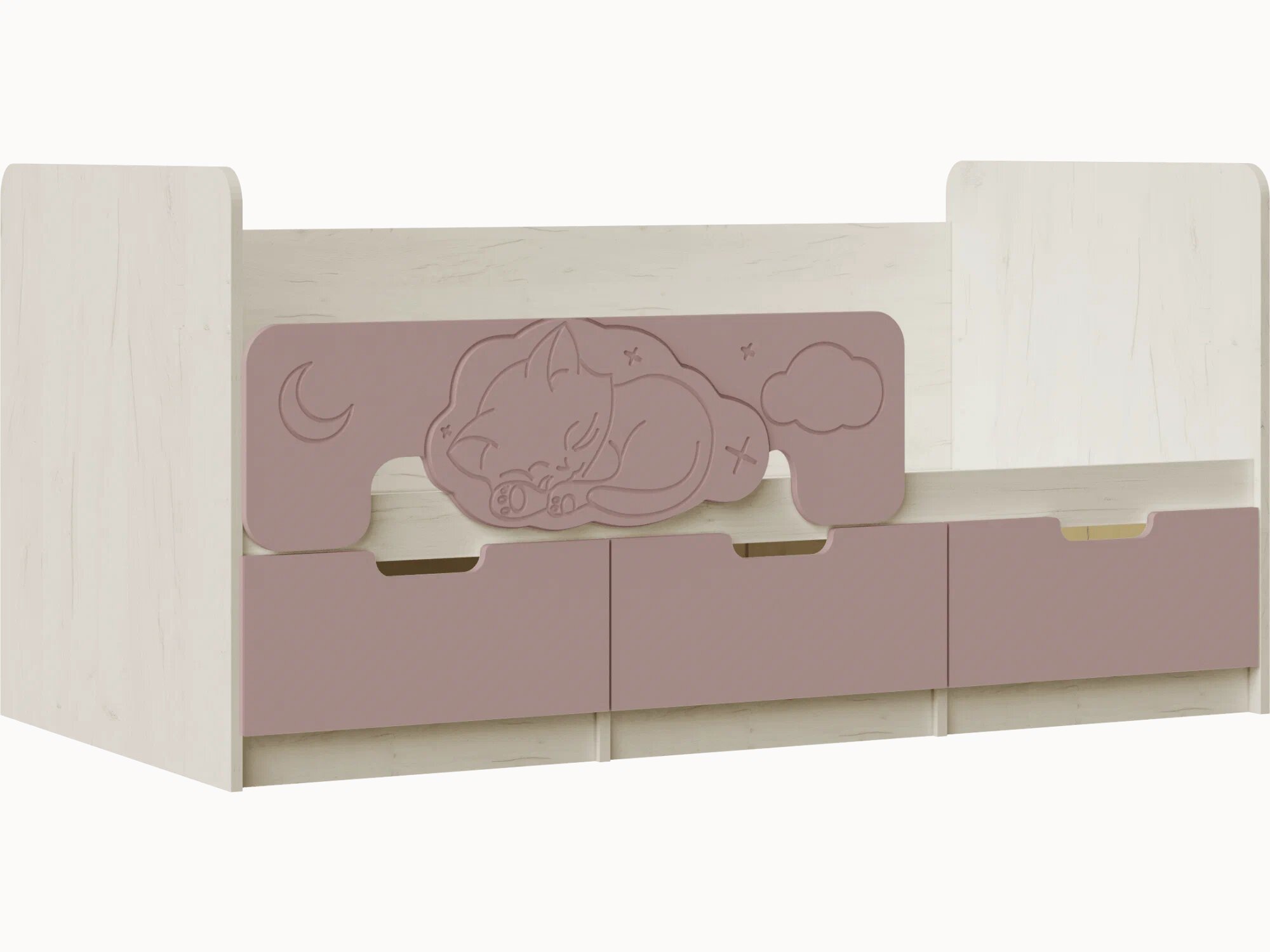 Кровать 80х160 детская Миф Юниор-4 цвет шарли пинк/ дуб крафт белый